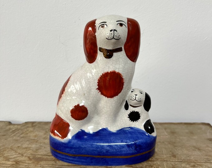Vintage Staffordshire Style Wally Dog, King Charles Spaniel, With Puppy ...