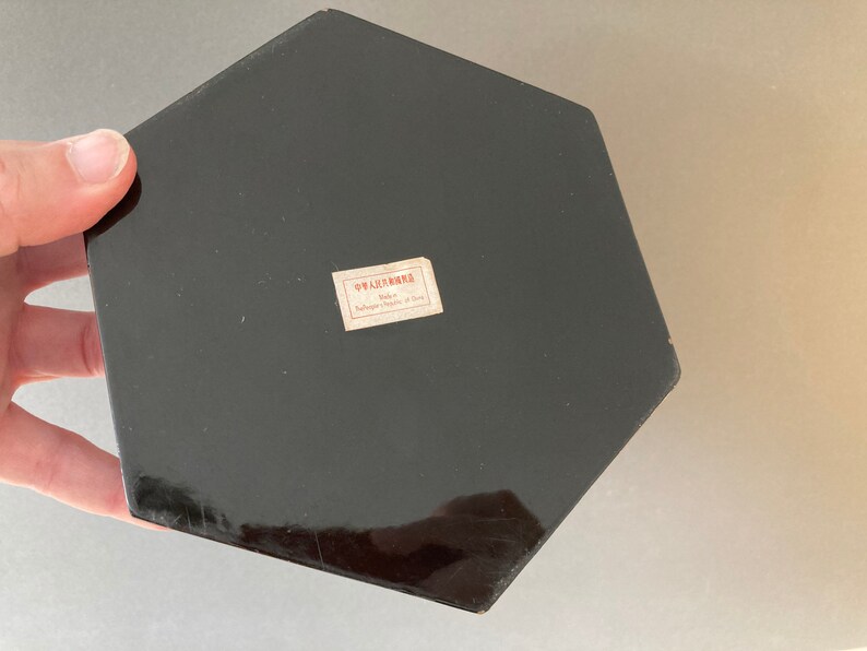 Vintage Chinese Lacquered Papier Mache Box Hexagonal Phoenix | Etsy UK