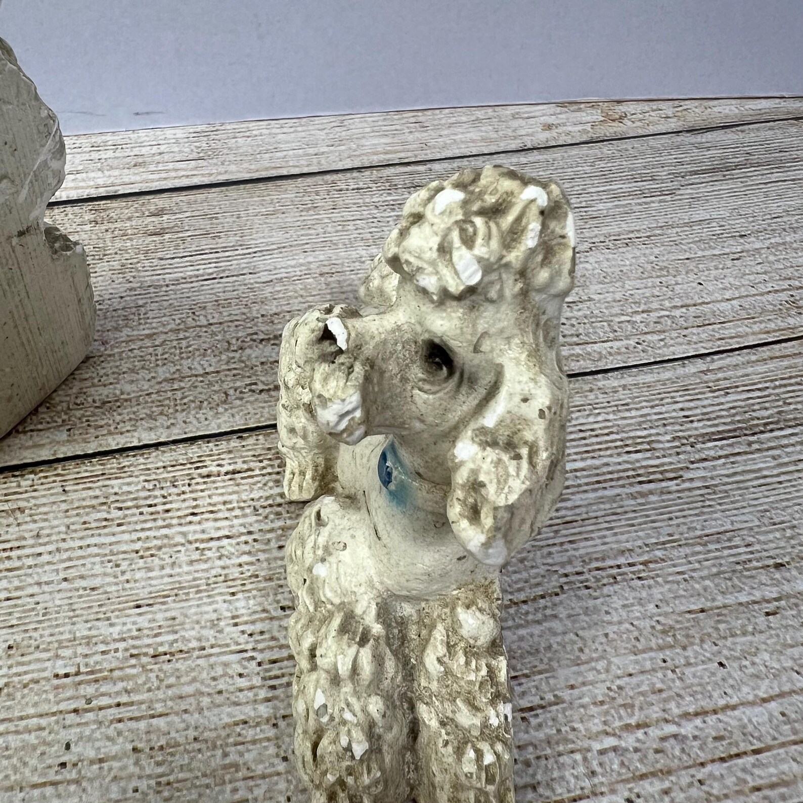 Two Vintage Mid Century Chalkware White Poodle Dog Figurines, Fairing ...