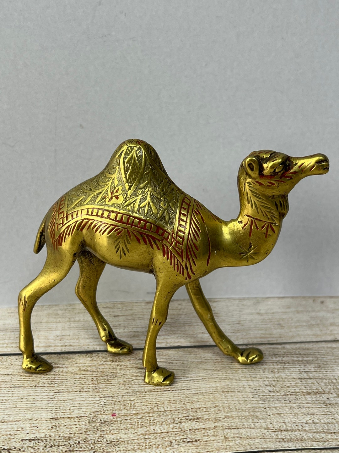Vintage Brass Arabian Camel Figurine, Etched, Engraved and Enamelled - Etsy