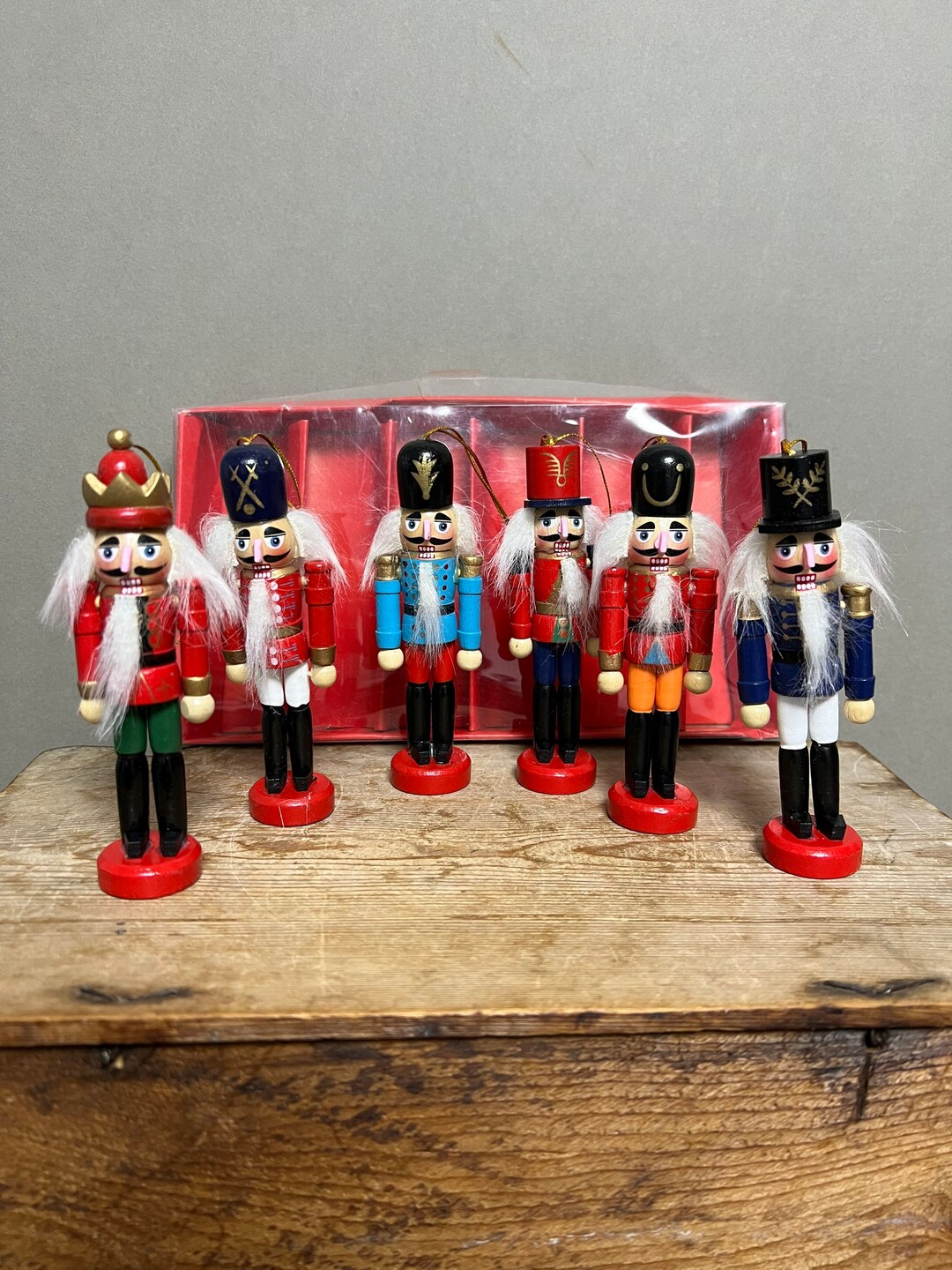 Vintage Wooden Miniature ‘nutcracker’ Soldier Figurines, Christmas Tree ...