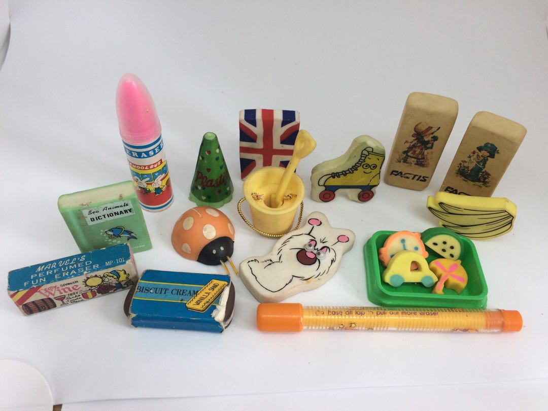 Vintage 70s/80s Pencil Eraser Collection: Factis, Googly Eye, Soundy - Etsy
