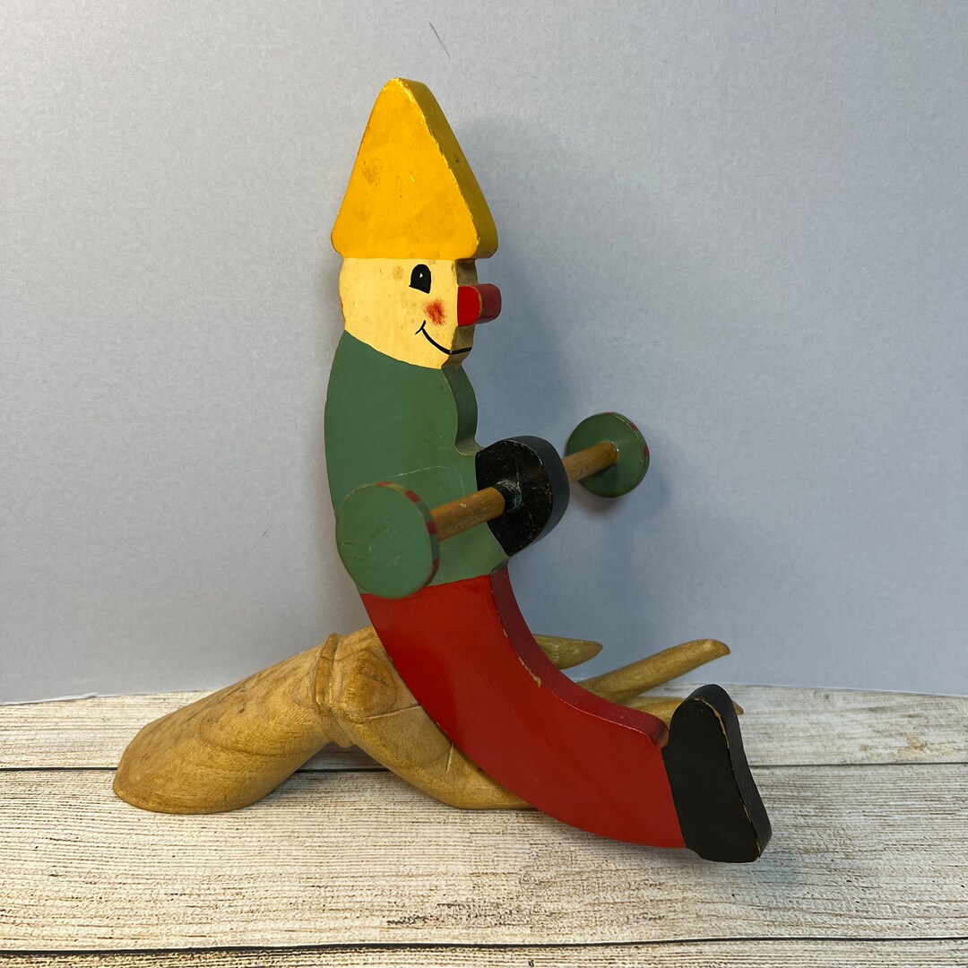 Vintage Hand Painted Folk Art Wooden Acrobat, Tumbling Clown - Etsy