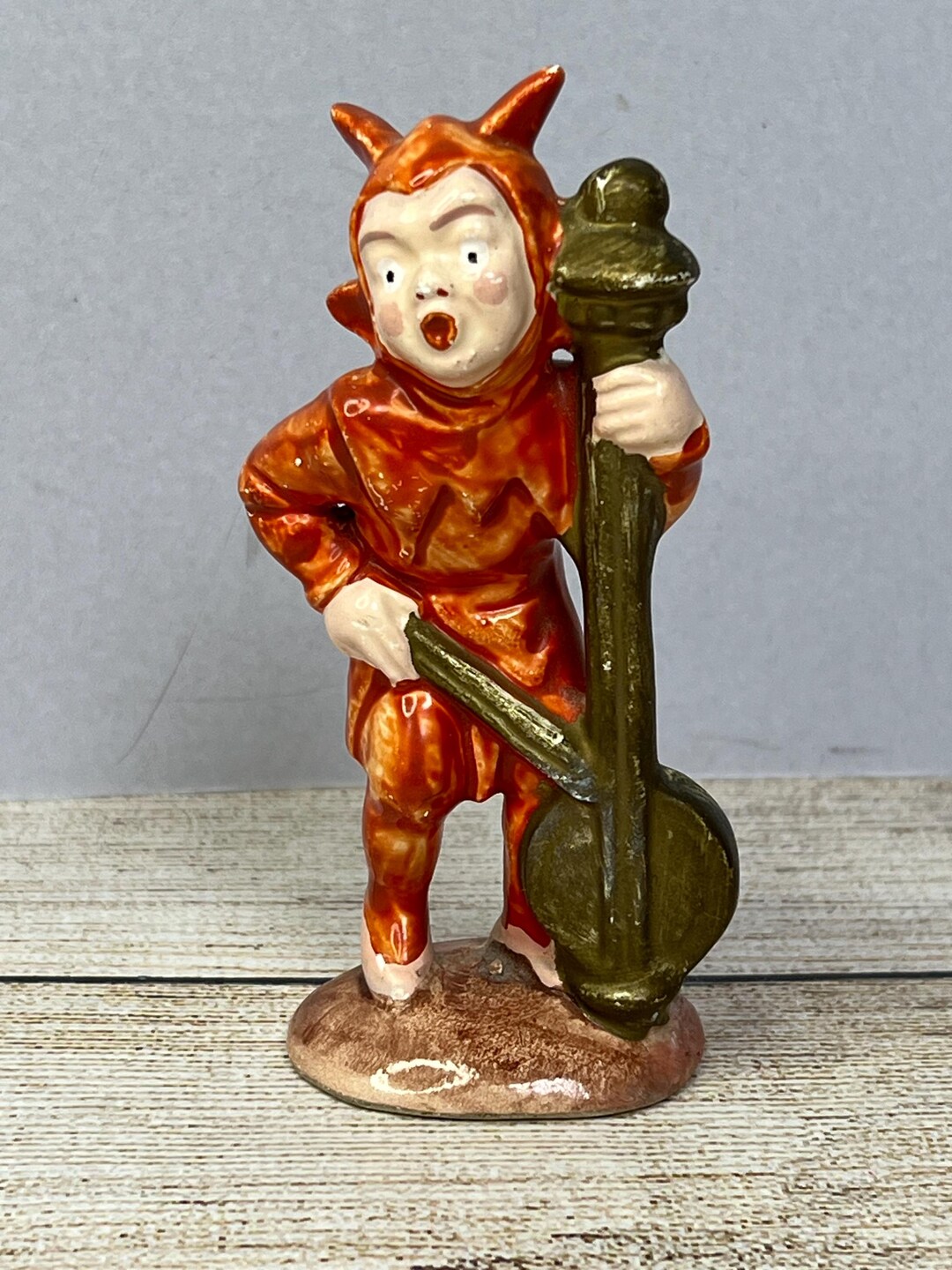 Vintage Cheeky Little Imp, Devil, Ceramic Figurine, Musician, Playing ...