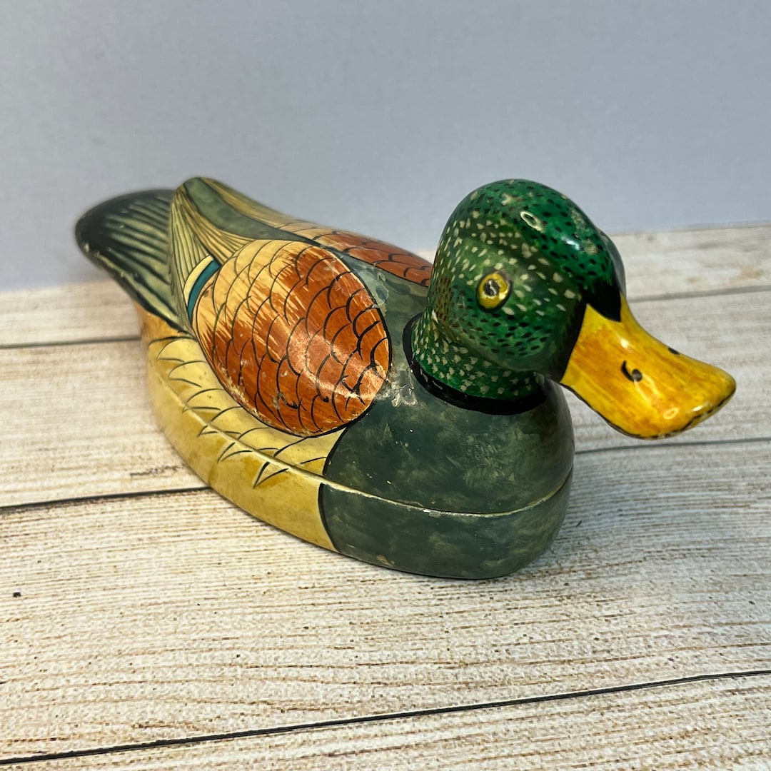 Vintage Kashmir Lacquer Duck Trinket Box, Bootleg Traders Design - Etsy
