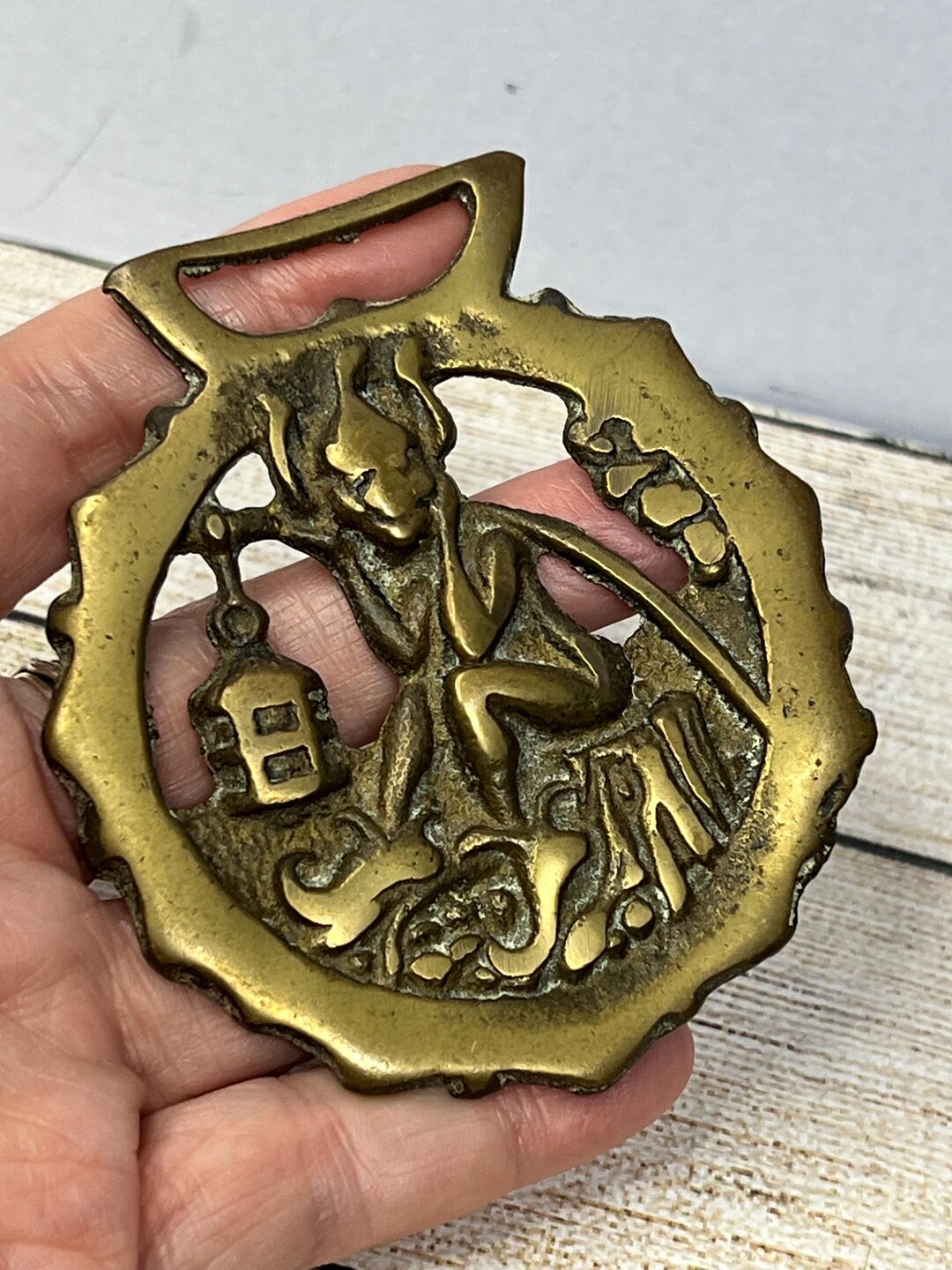 Vintage Horse Brass, Pixie With Lantern, Jack O’lantern, Folklore ...