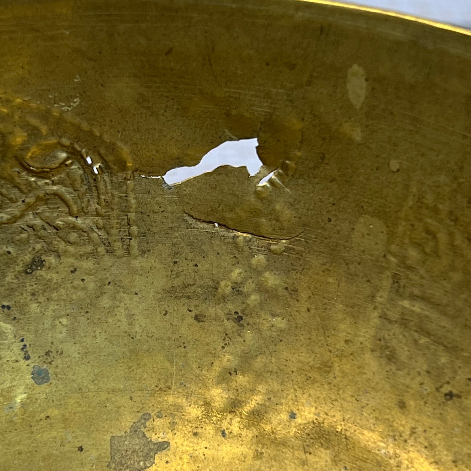 Vintage Cairo Ware Brass Bowl, Inlaid Silver and Copper Metal Details ...