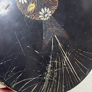 Vintage, Antique Japanese Black Lacquer Papier Mache Box, Hand Painted ...