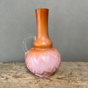 Antique Victorian Pink Satin Glass Ewer Vase, Chevron, Herringbone ...