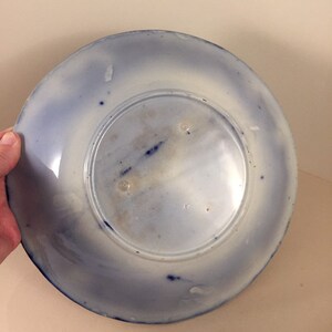 Antique Victorian Flow Blue Transferware Pottery Bowl - Unusual Exotic ...