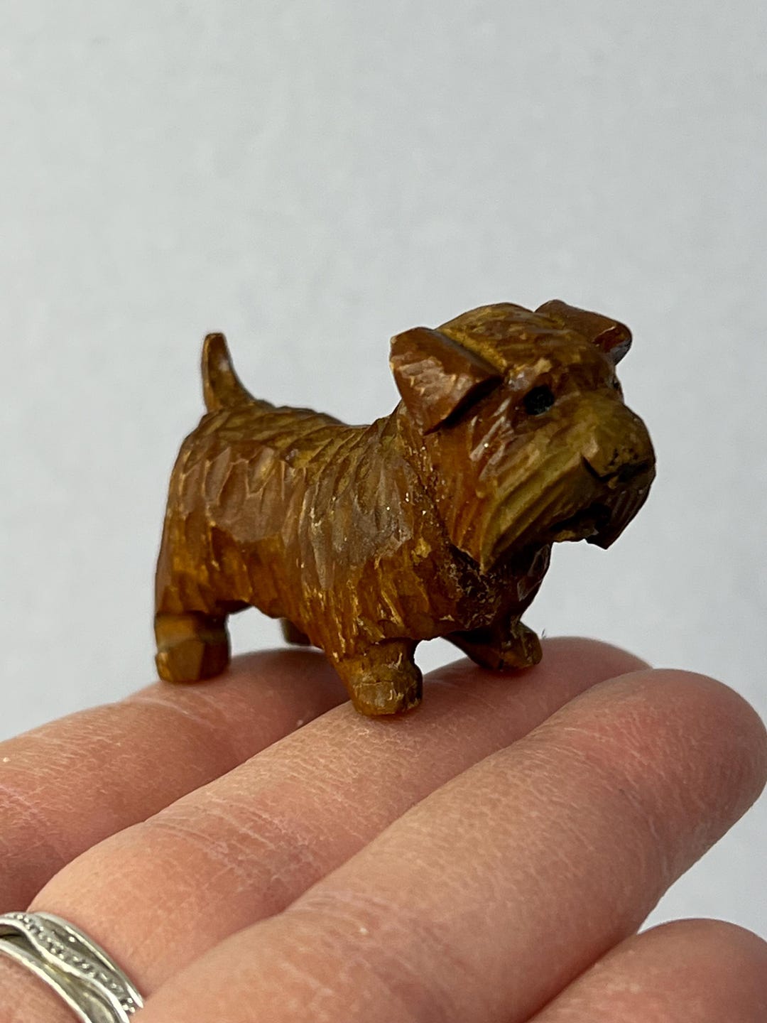 Vintage Miniature Carved Wooden Scottie Dog Figurine - Etsy