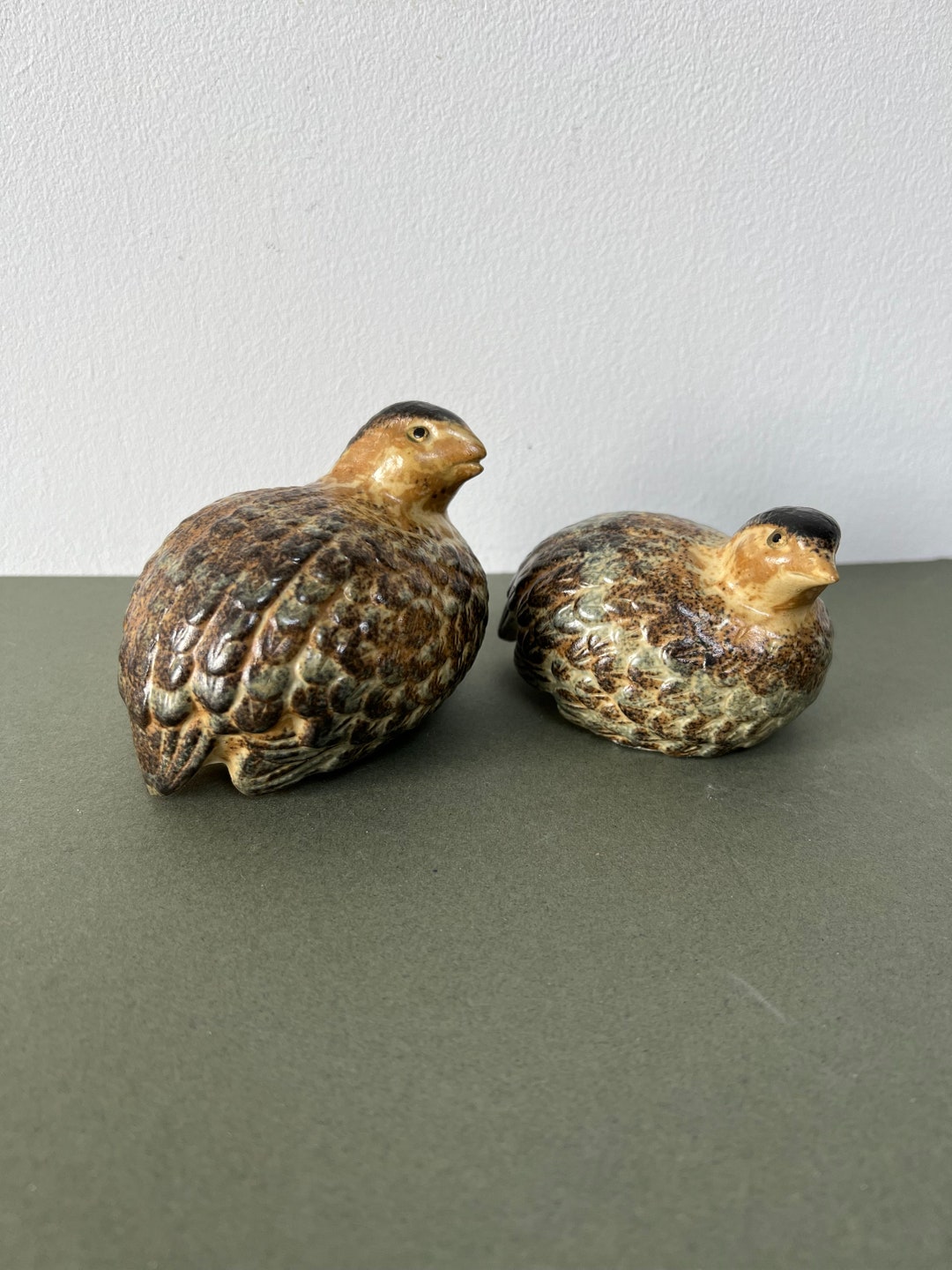Vintage Pair Art Pottery Quail Figurines, Japanese - Etsy