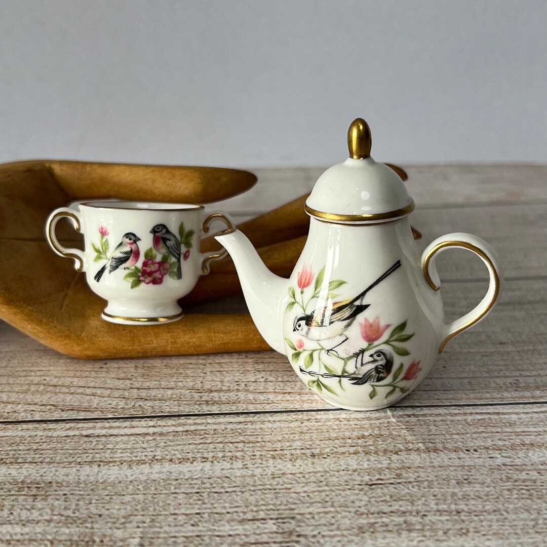 Vintage Spode Miniature Chocolate Pot & Two Handled Loving Cup, Garden ...