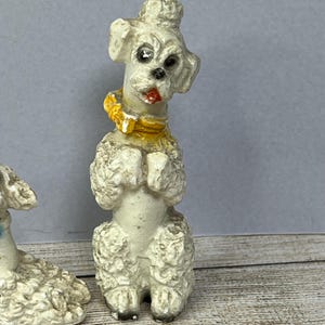 Two Vintage Mid Century Chalkware White Poodle Dog Figurines, Fairing ...