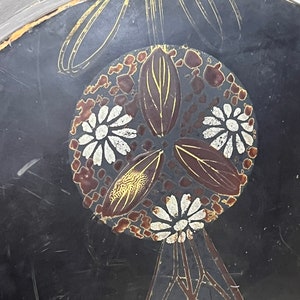 Vintage, Antique Japanese Black Lacquer Papier Mache Box, Hand Painted ...