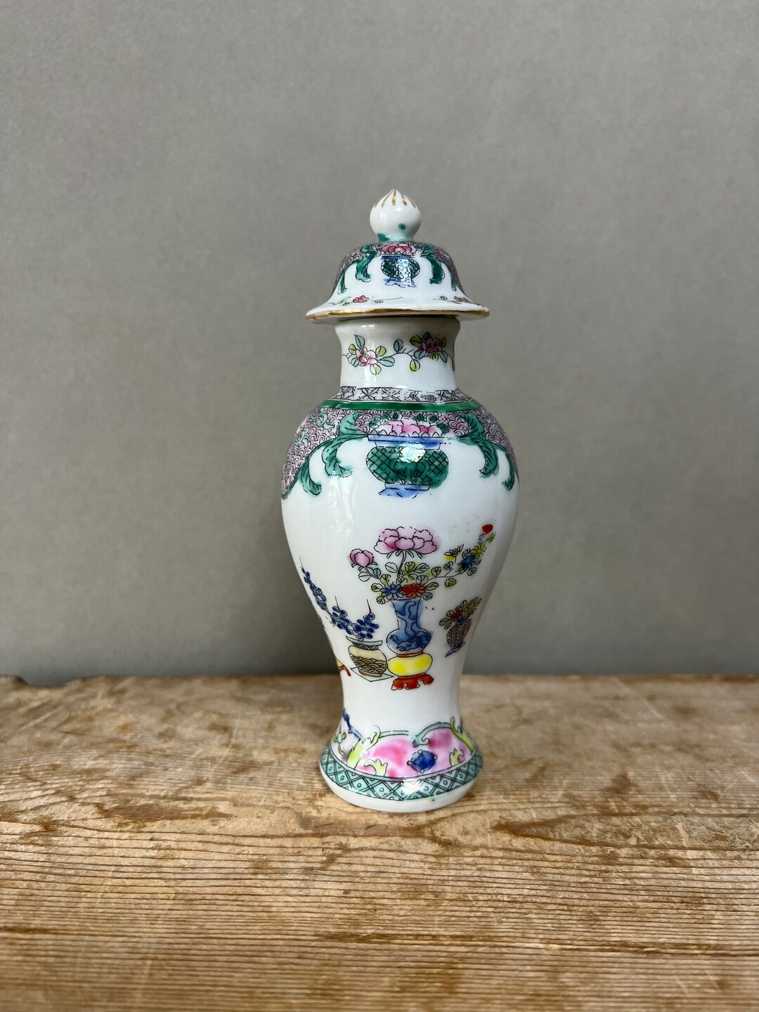 Vintage Chinese Porcelain Small Baluster Vase & Cover, Flower Urns - Etsy