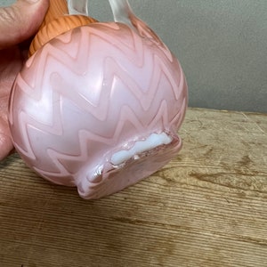 Antique Victorian Pink Satin Glass Ewer Vase, Chevron, Herringbone ...