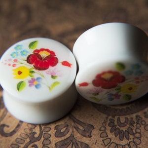 Gorgoeous, Traditonal Hungarian Flowers Double Flare Ear Plugs ...