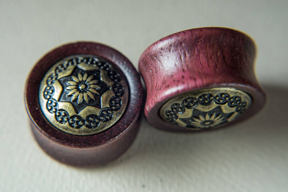 Gorgeous Wood Metal Design Ear Gauges 8mm to 25mm | Etsy