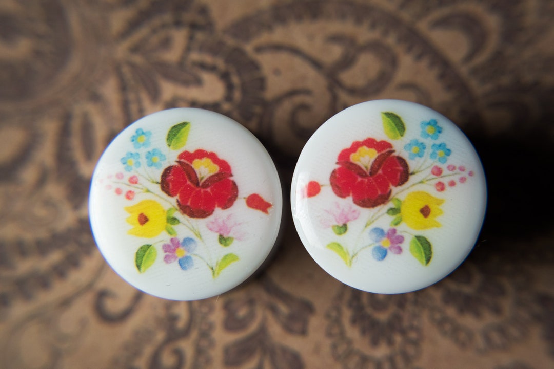 Gorgoeous, Traditonal Hungarian Flowers Double Flare Ear Plugs ...