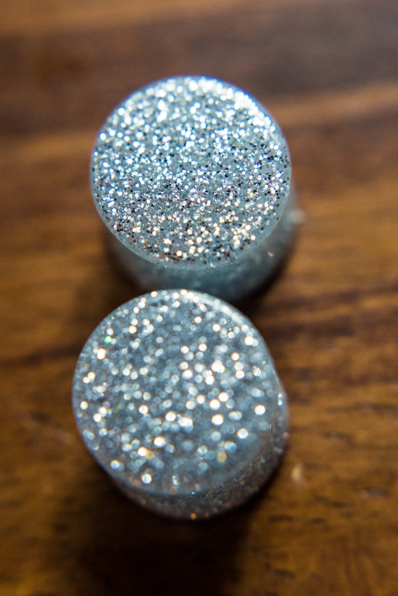 Gorgeous super sparkly elegant silver color ear plugs | Etsy
