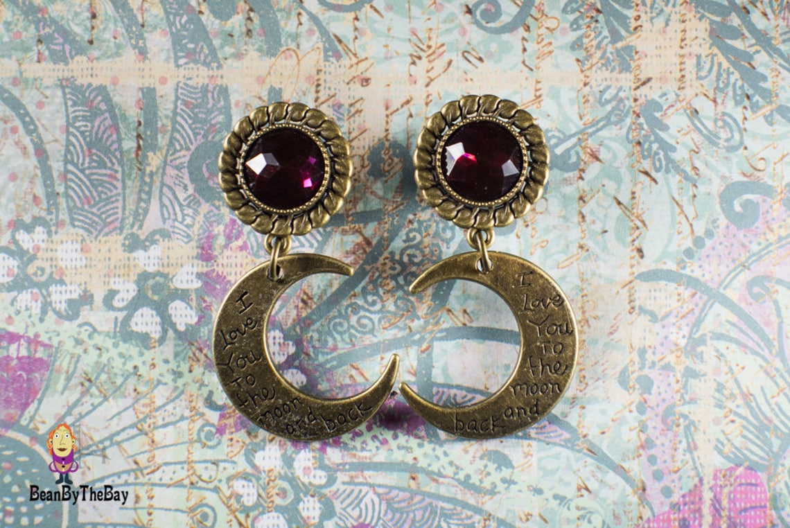 Gorgeous dangle moon plugs stainless steel single flare ear | Etsy