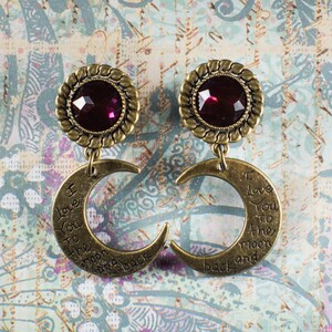 Gorgeous Dangle Moon Plugs, Stainless Steel Single Flare Ear Plugs, 0g ...