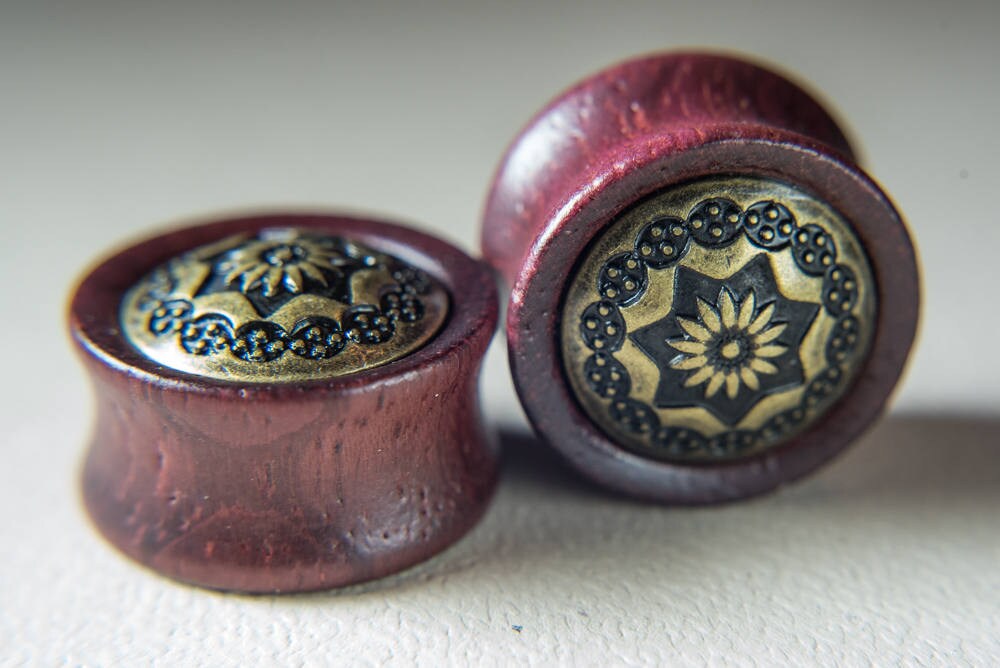 Gorgeous Wood Metal Design Ear Gauges 8mm to 25mm - Etsy