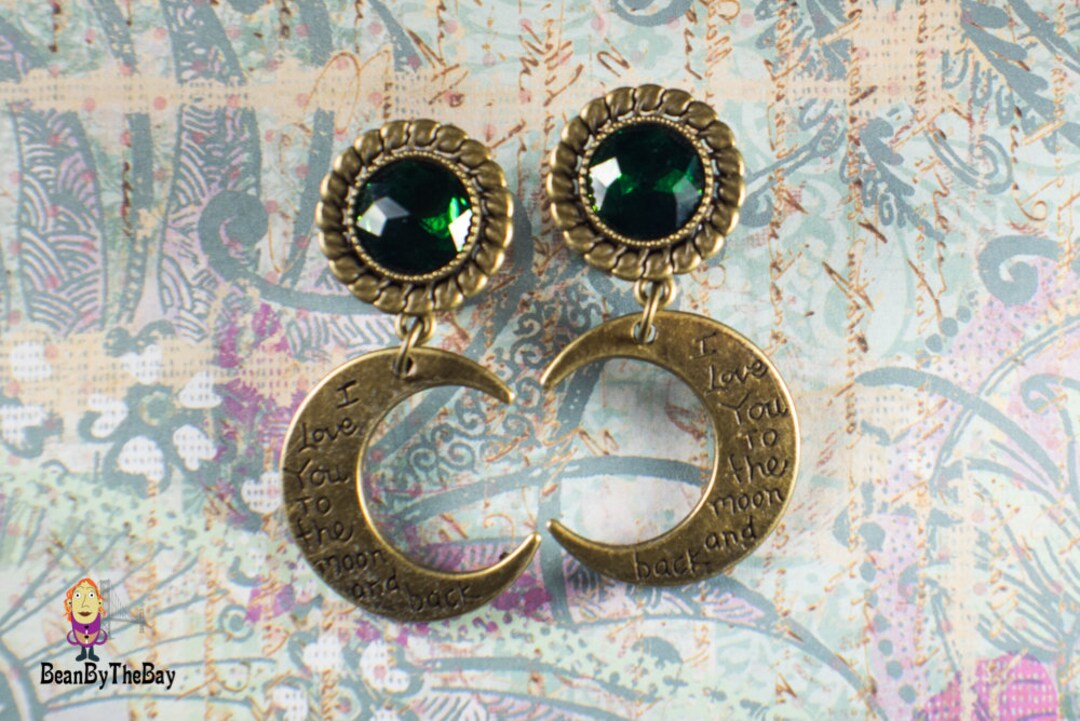 Gorgeous Dangle Moon Plugs, Stainless Steel Single Flare Ear Plugs, 0g ...