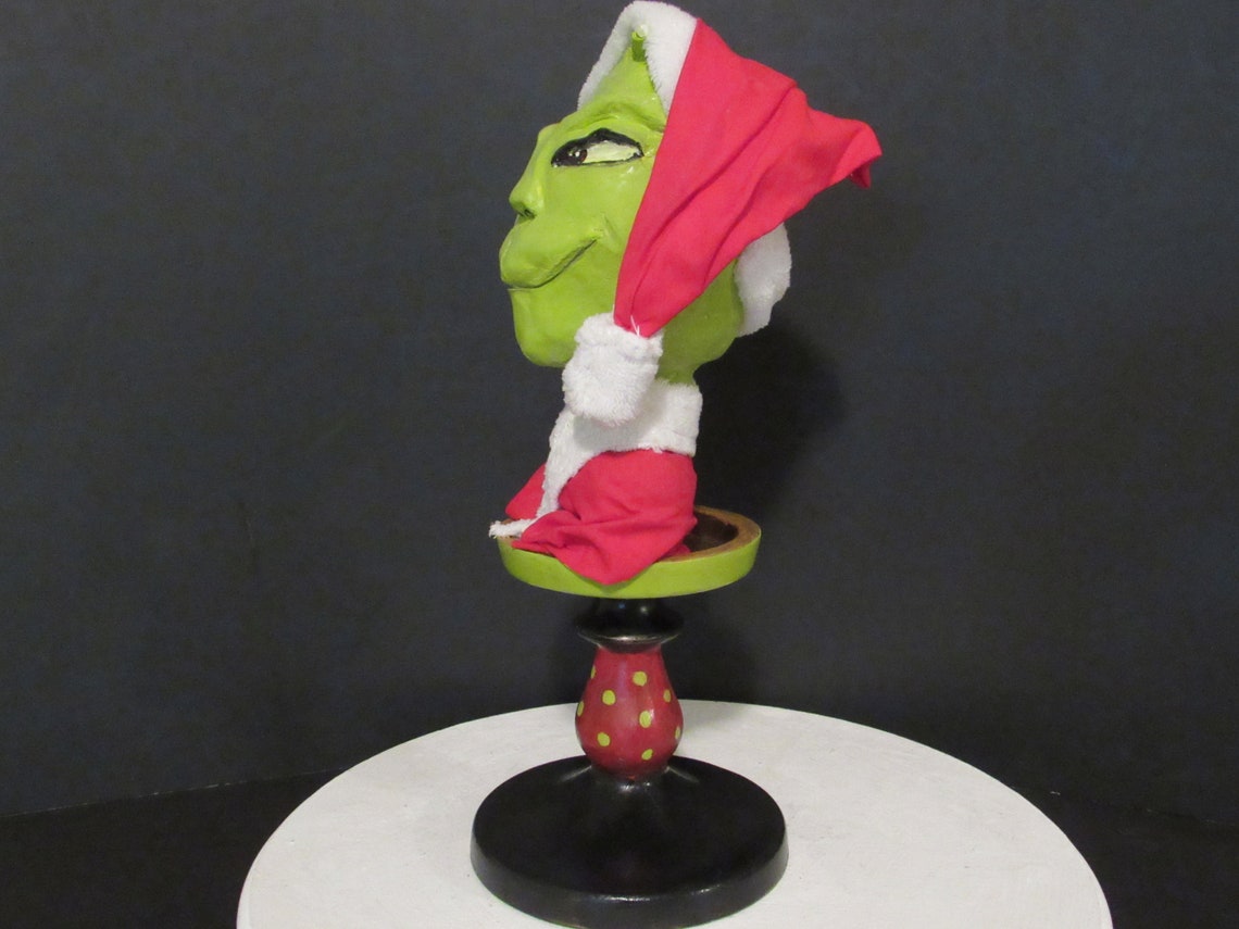 OOAK Bust of the Grinch Polymer Clay Bust of Christmas Grinch - Etsy