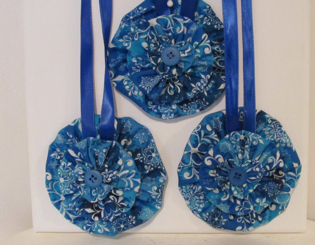 3 Pc. Fabric Yoyo Hanging Ornament - Yoyo Gift Bow - by Ds Hahn - Etsy