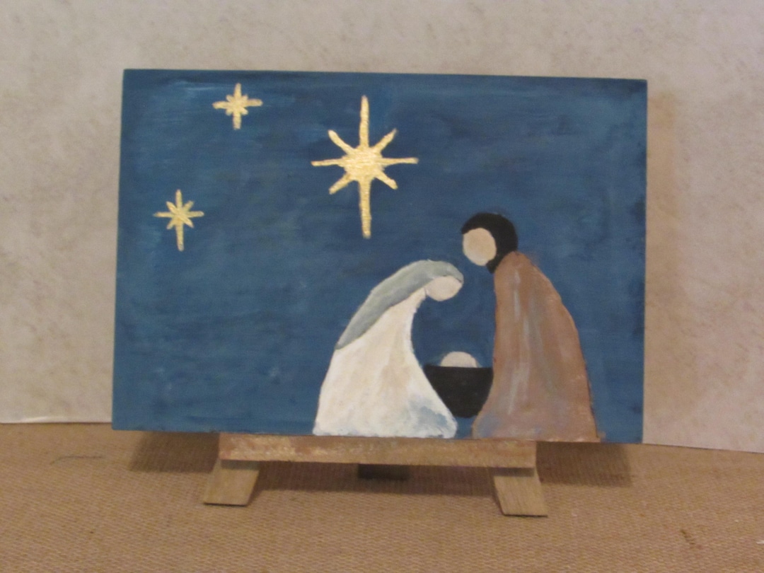 Rustic Nativity Acrylic Painting, Nativity Painting, Religious Art by ...
