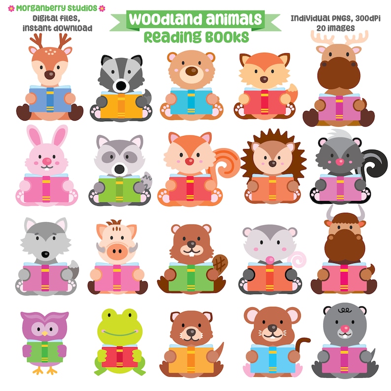 Cute Woodland Animal Digital Stickers Woodland Animal Planner Clipart ...