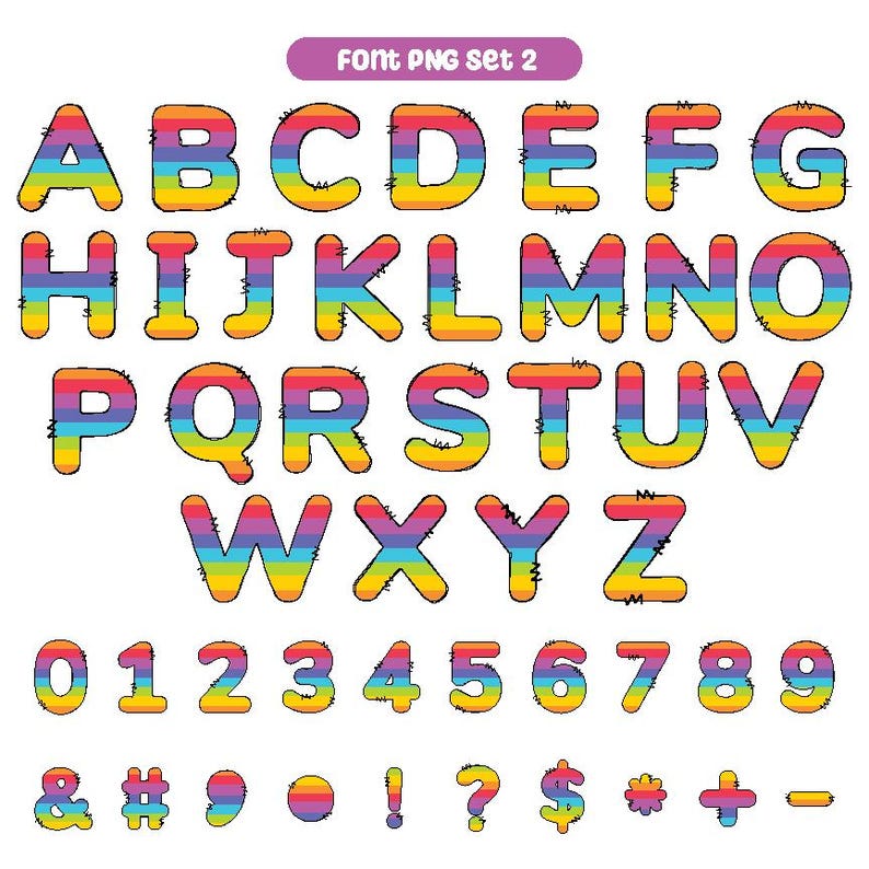 Rainbow Alphabet Sublimation Pack, Rainbow Fonts, Rainbow Letters PNG ...