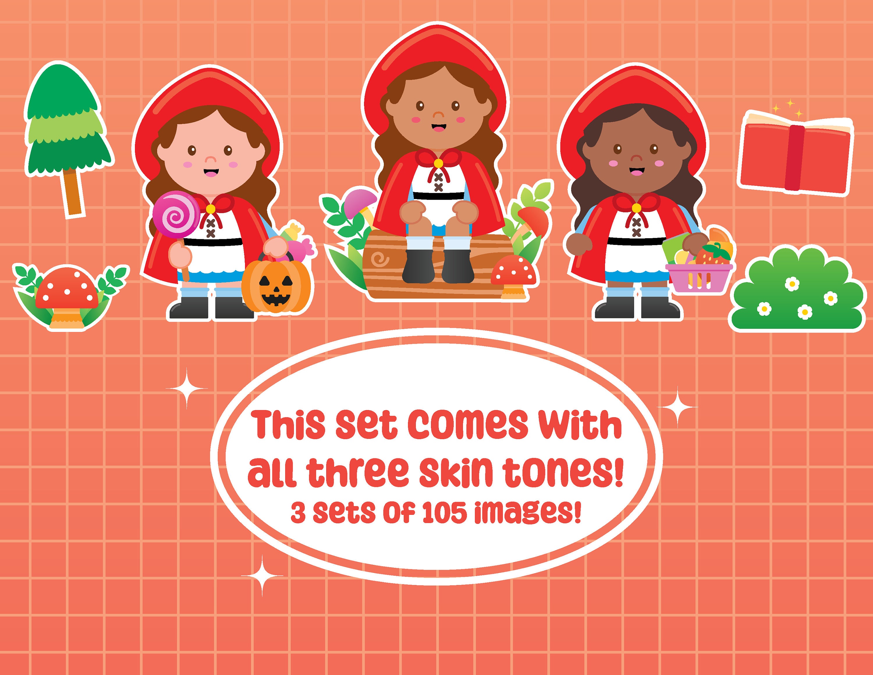 Cute Little Red Riding Hood Digital Stickers for Goodnotes, Cute ...