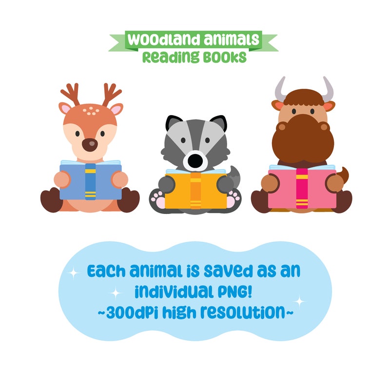 Cute Woodland Animal Digital Stickers Woodland Animal Planner Clipart ...
