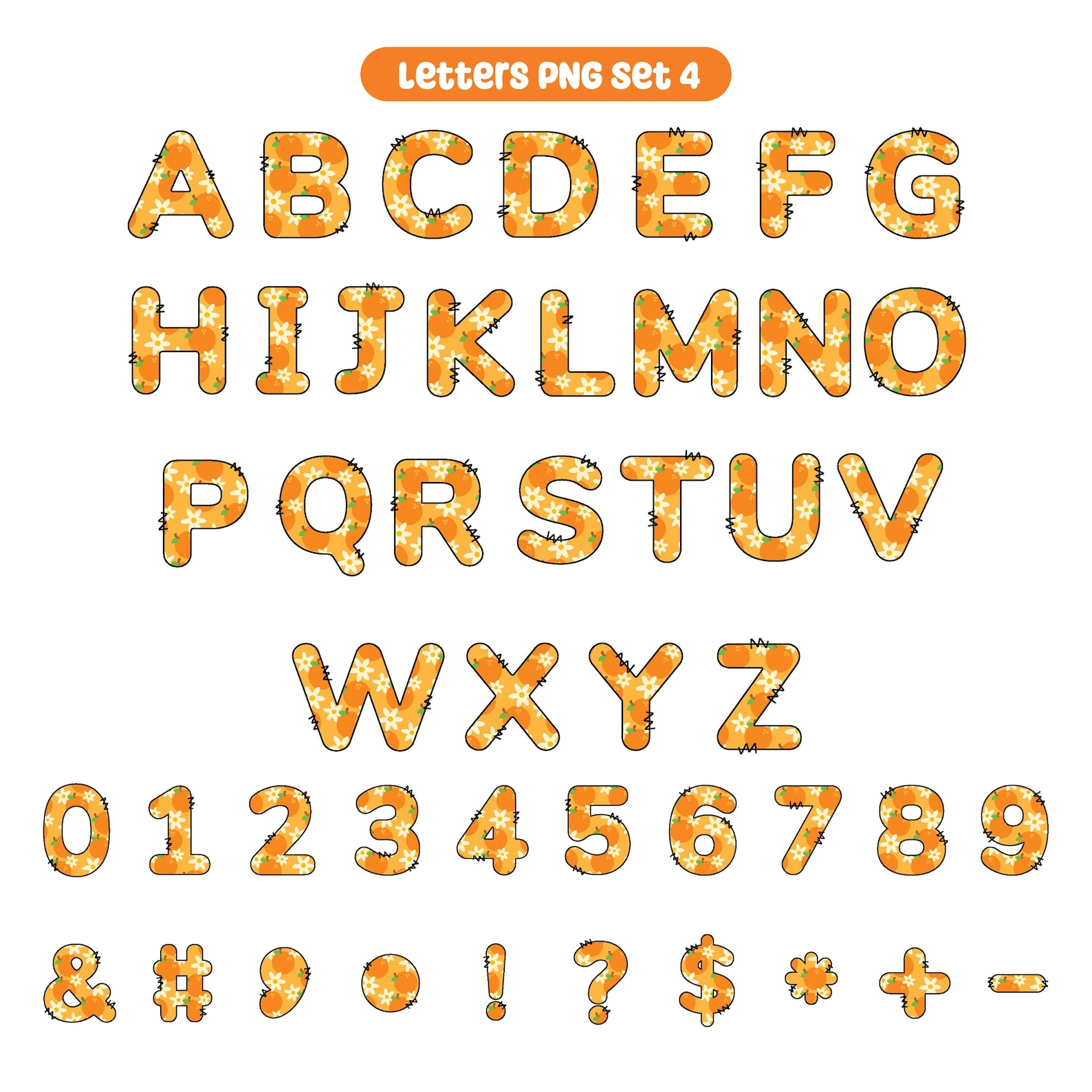 Orange Citrus Doodle Alphabet Clipart: A-Z PNG (digital Download) - Etsy