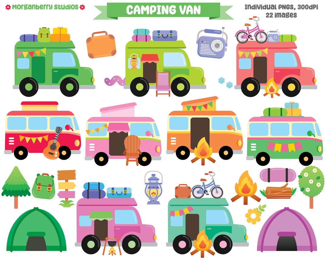 Camping Van Clipart, Camping Clipart, Summer Clipart, Summer Camp ...