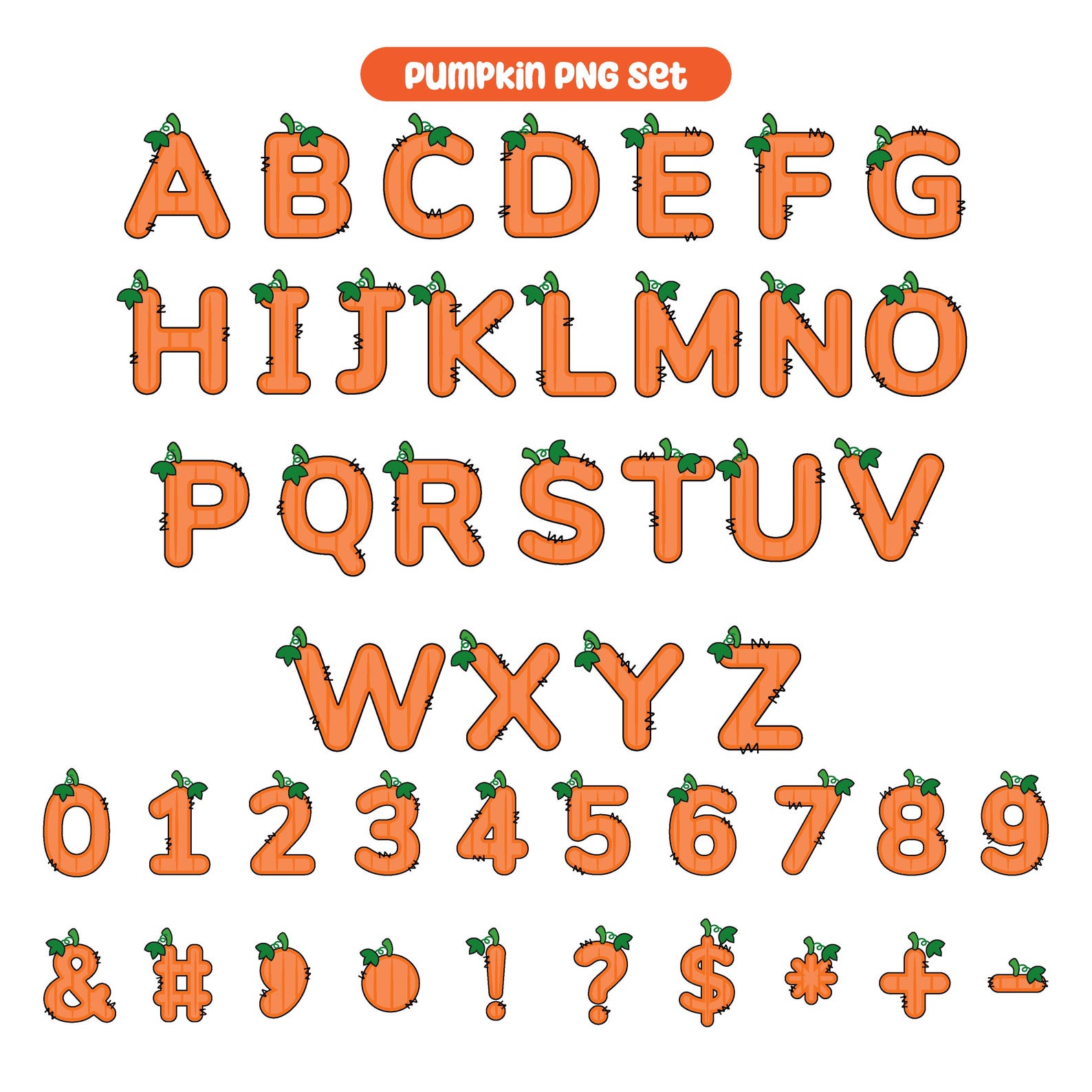 Pumpkin Doodle Alphabet Clipart: Fall Letters & Numbers (PNG) - Etsy