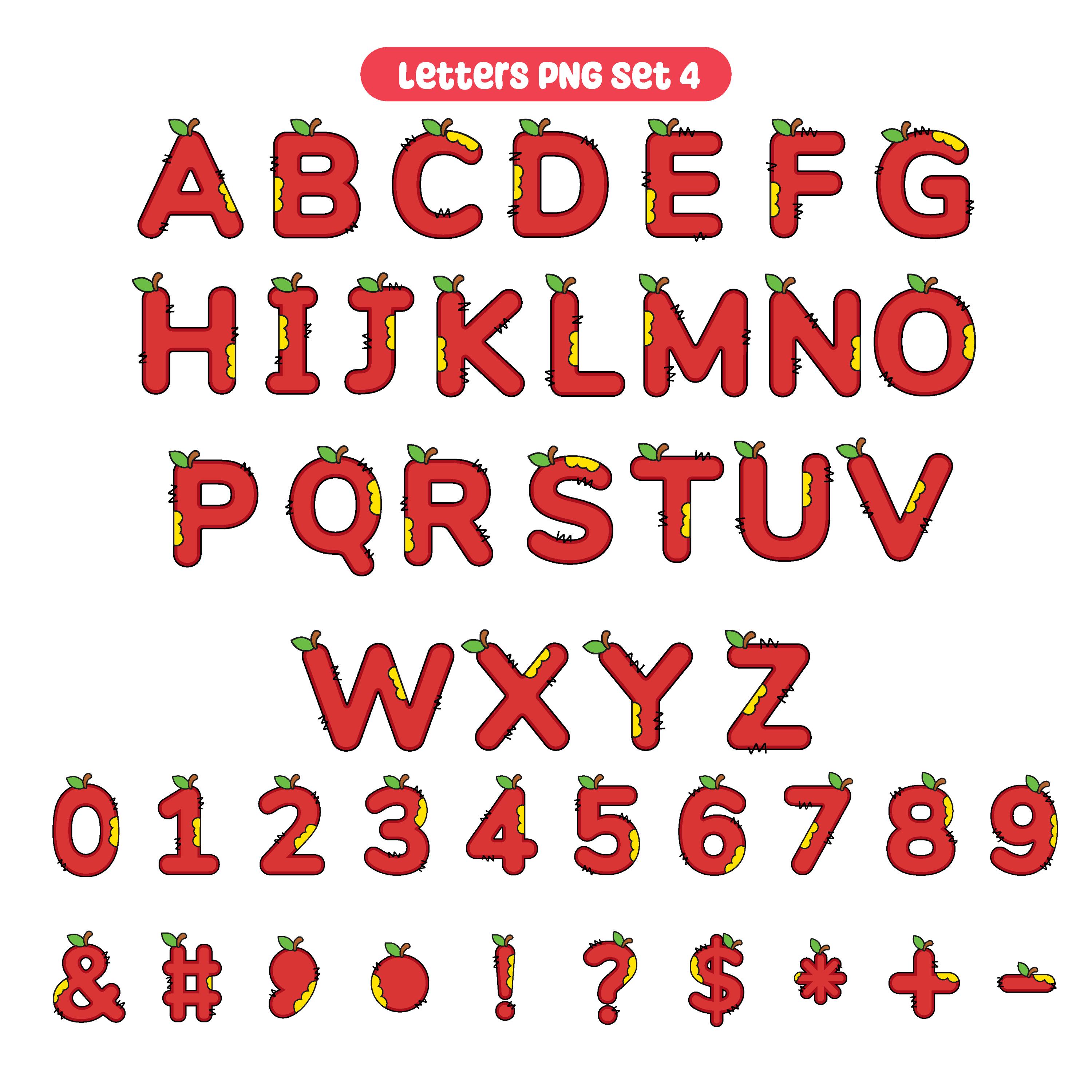 Apple Doodle Alphabet Clipart: Back to School Sublimation (PNG) - Etsy