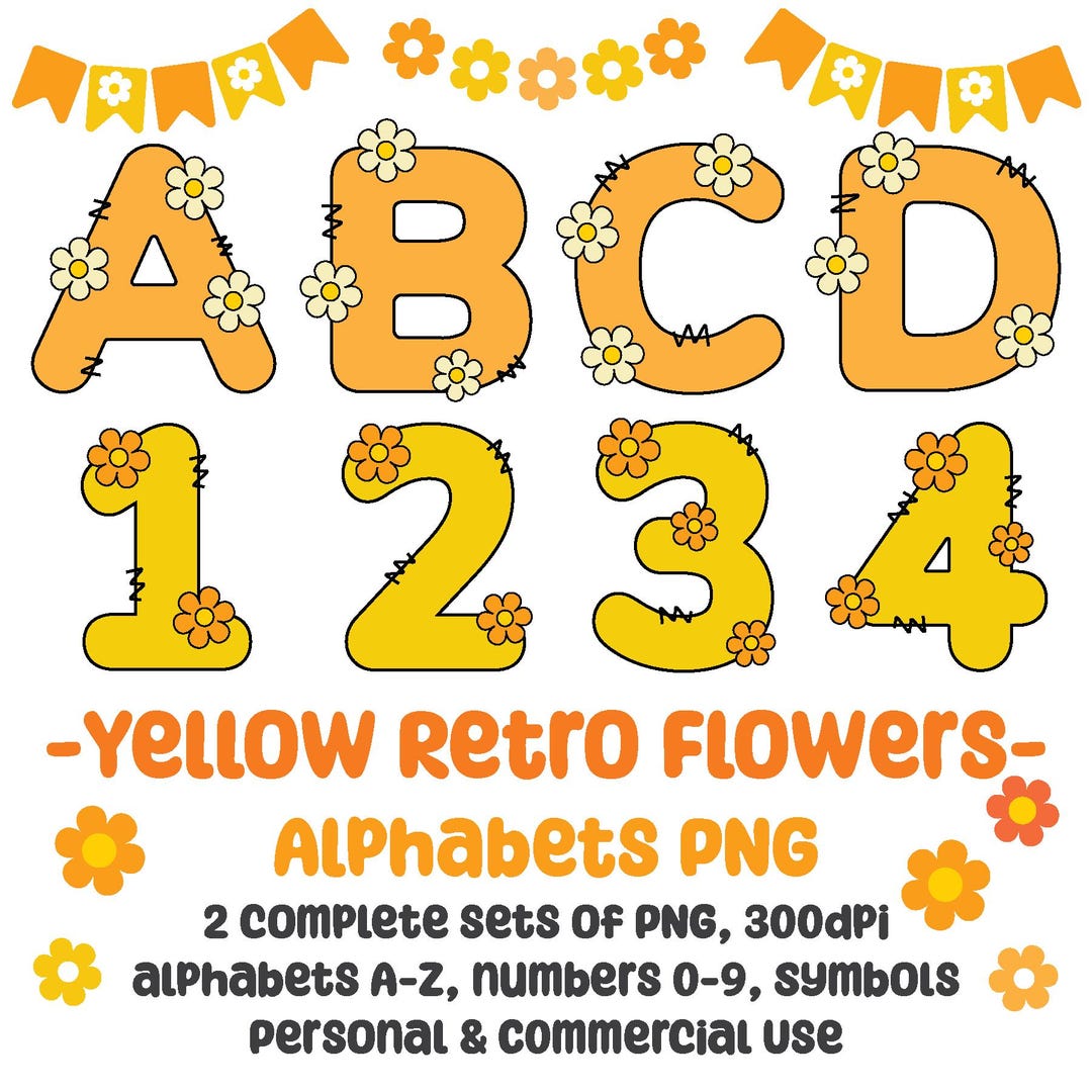 Retro Flower Doodle Font PNG: 70s Groovy Alphabet (digital Download) - Etsy