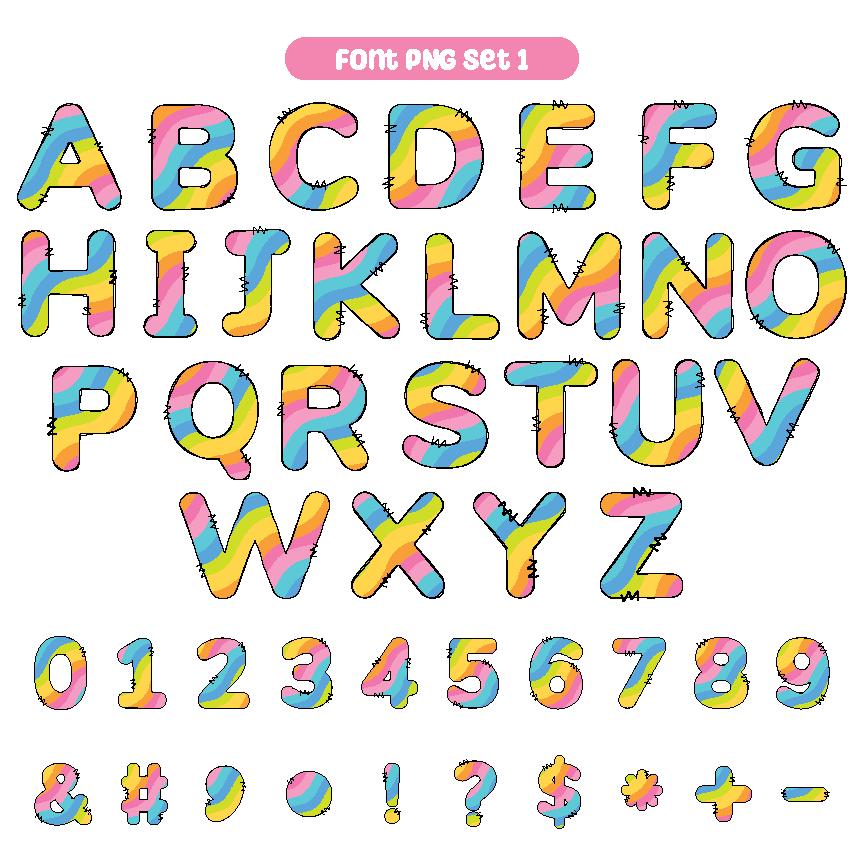 Pastel Rainbow Alphabet Pack for Sublimation, Cute Rainbow Letters ...