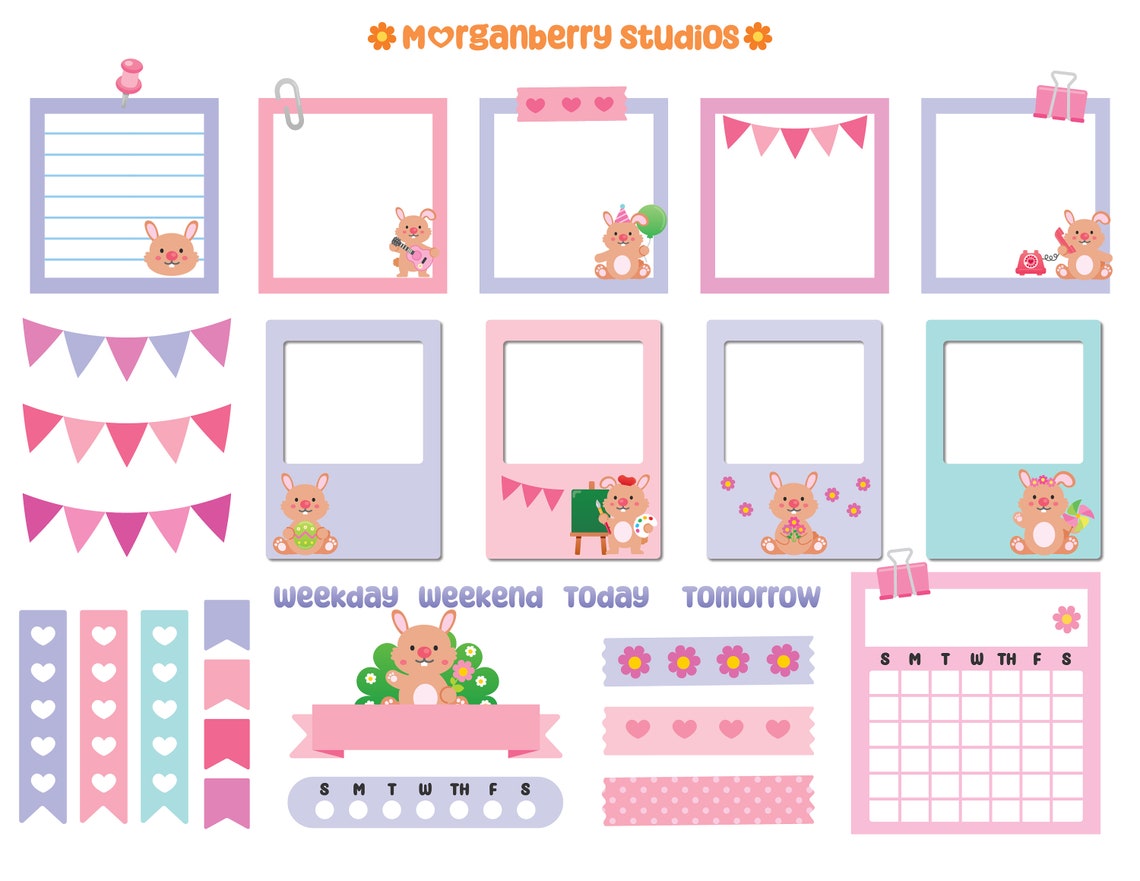 Cute Bunny Digital Stickers Goodnotes Stickers Daily Icon - Etsy