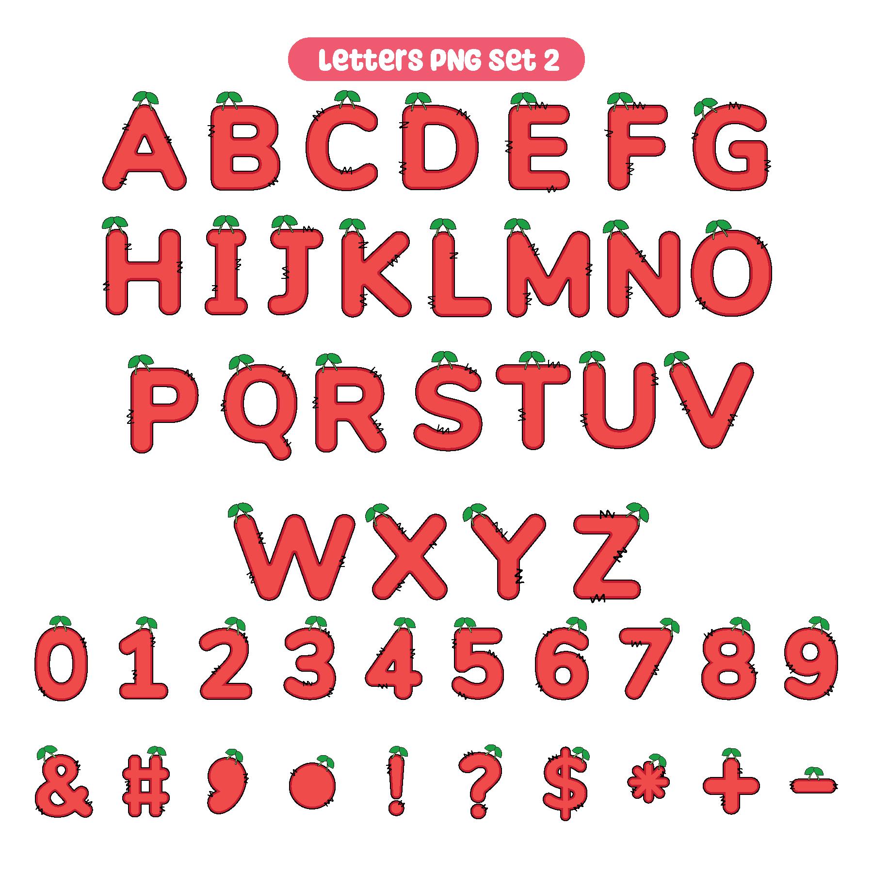 Cherry Alphabets, Cute Cherries Clipart, Cherry Doodle Letters ...