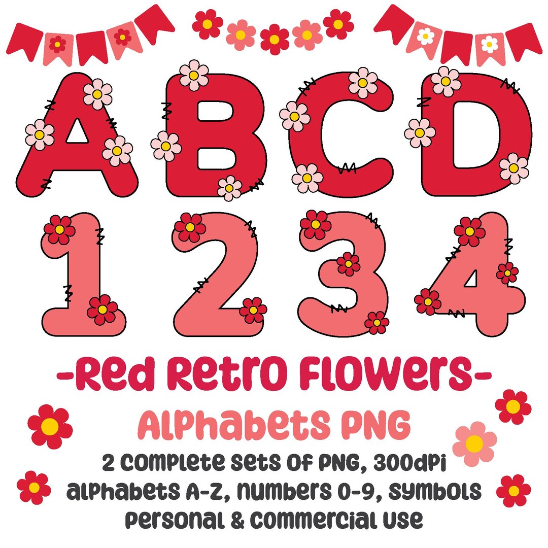 Retro Groovy Flower Doodle Alphabets PNG, 70s Groovy Alphabet, Hippie ...
