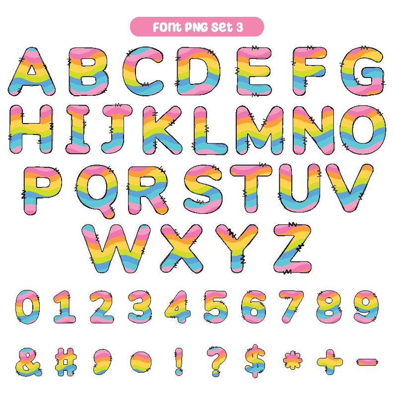 Pastel Rainbow Alphabet Pack for Sublimation, Cute Rainbow Letters ...