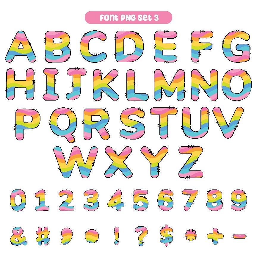 Pastel Rainbow Alphabet Pack for Sublimation, Cute Rainbow Letters ...