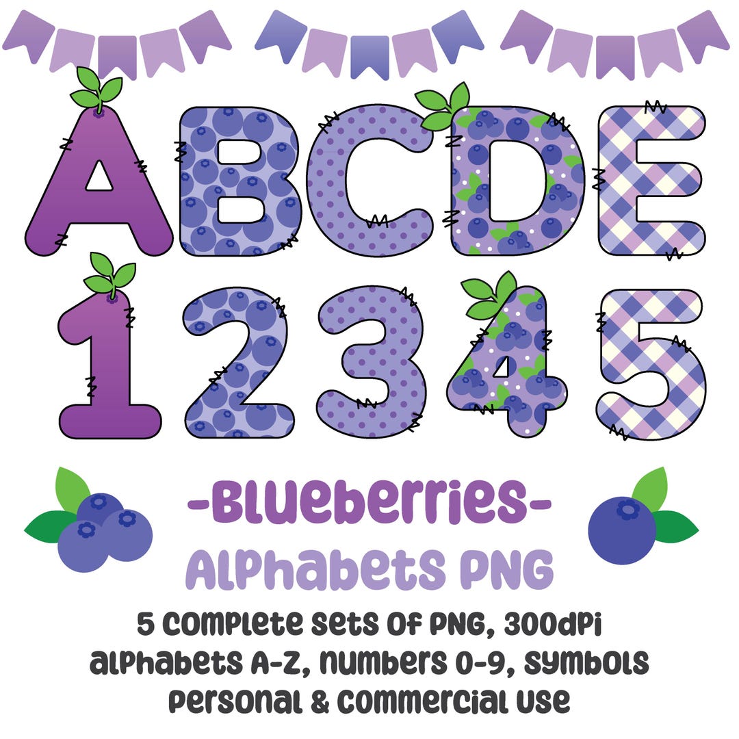 Blueberry Alphabets PNG, Blueberry Doodle Letters, Summer Fruit ...