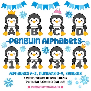 Penguin Alphabet Letters PNG, Penguin Clipart, Winter Clipart, Penguin ...