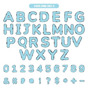 Blue Alphabets Sublimation Pack, Doodle Letters for Sublimation ...